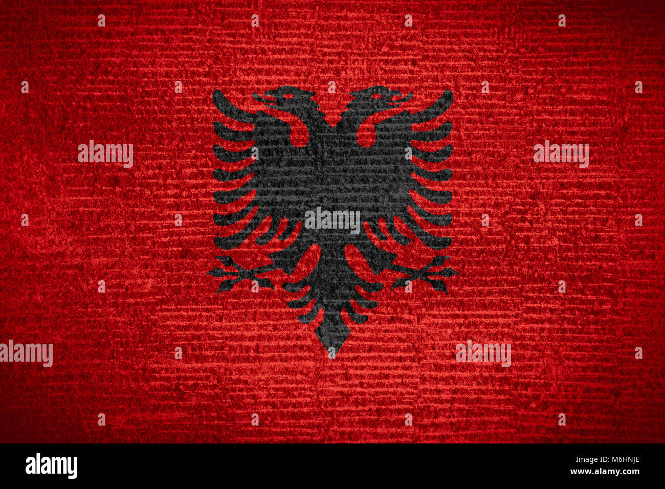 flag of Albania or Albanian banner on row pattern texture Stock Photo ...