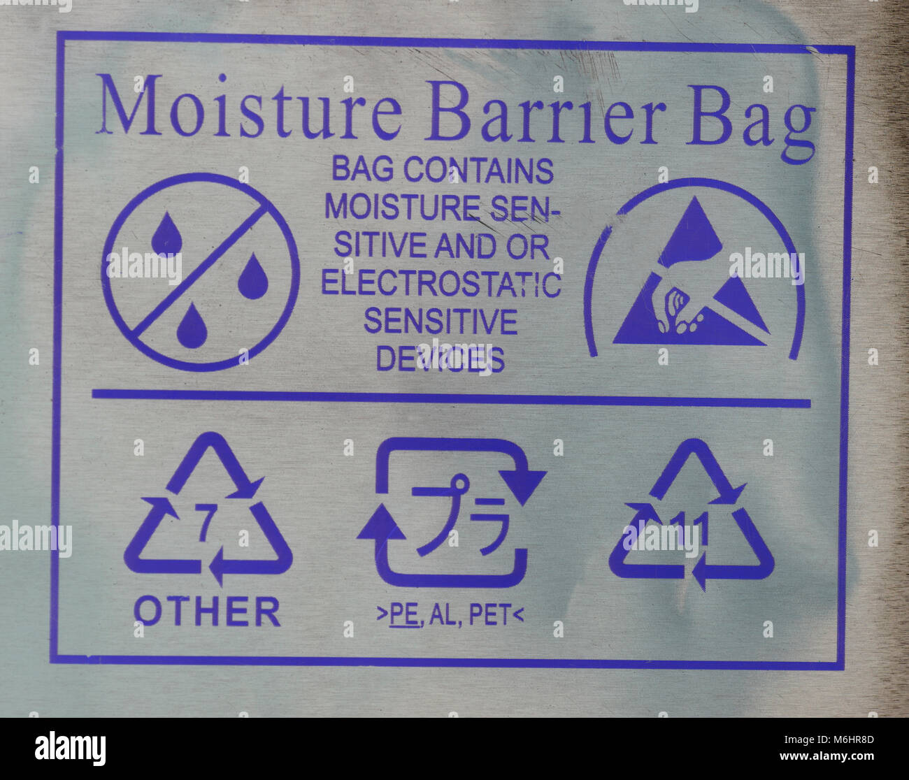 Packet with Label Moisture Barrier Bag mail post signs close up Stock ...