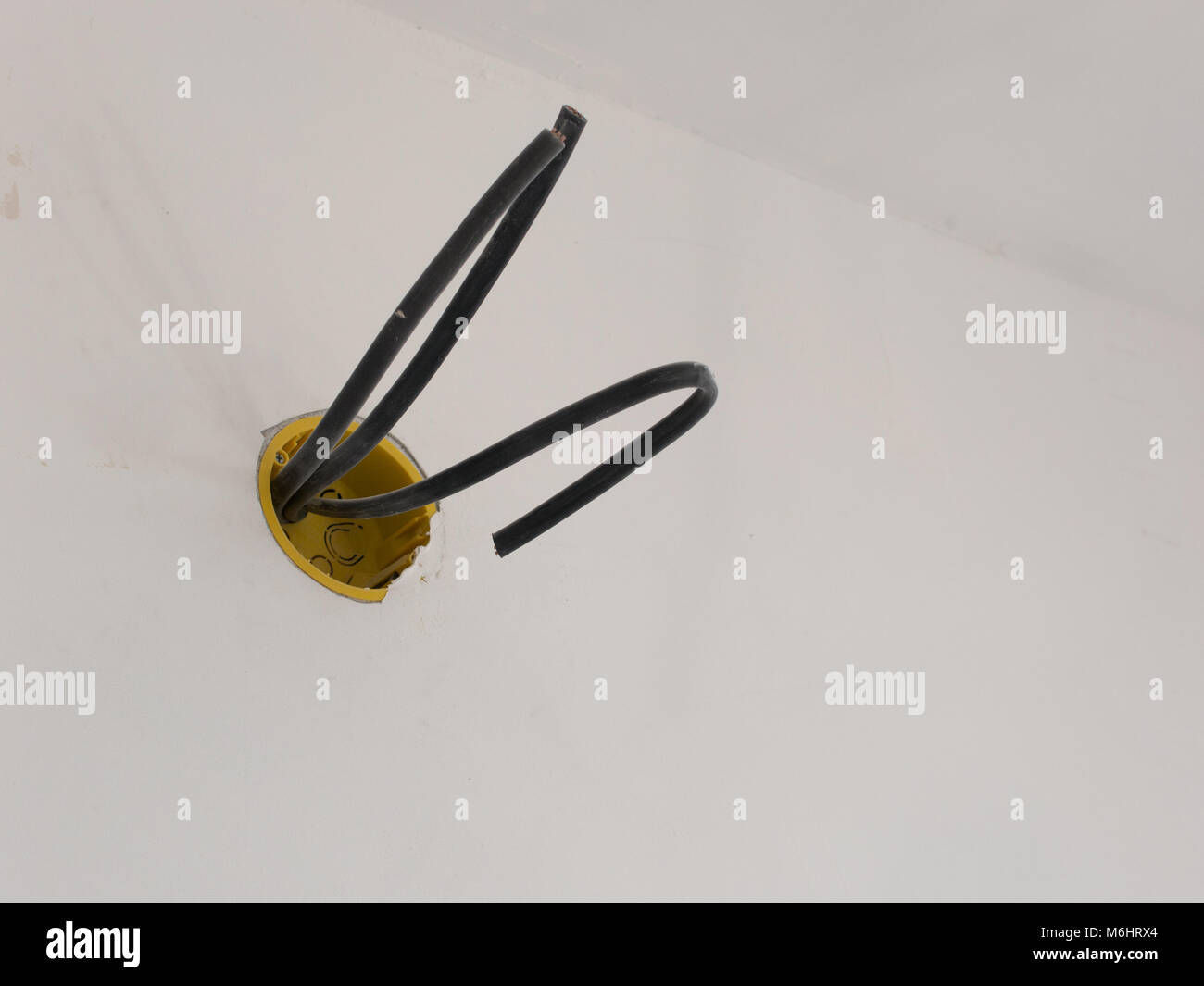 power socket hole in concrete wall with electrical wiring Stock Photo ...