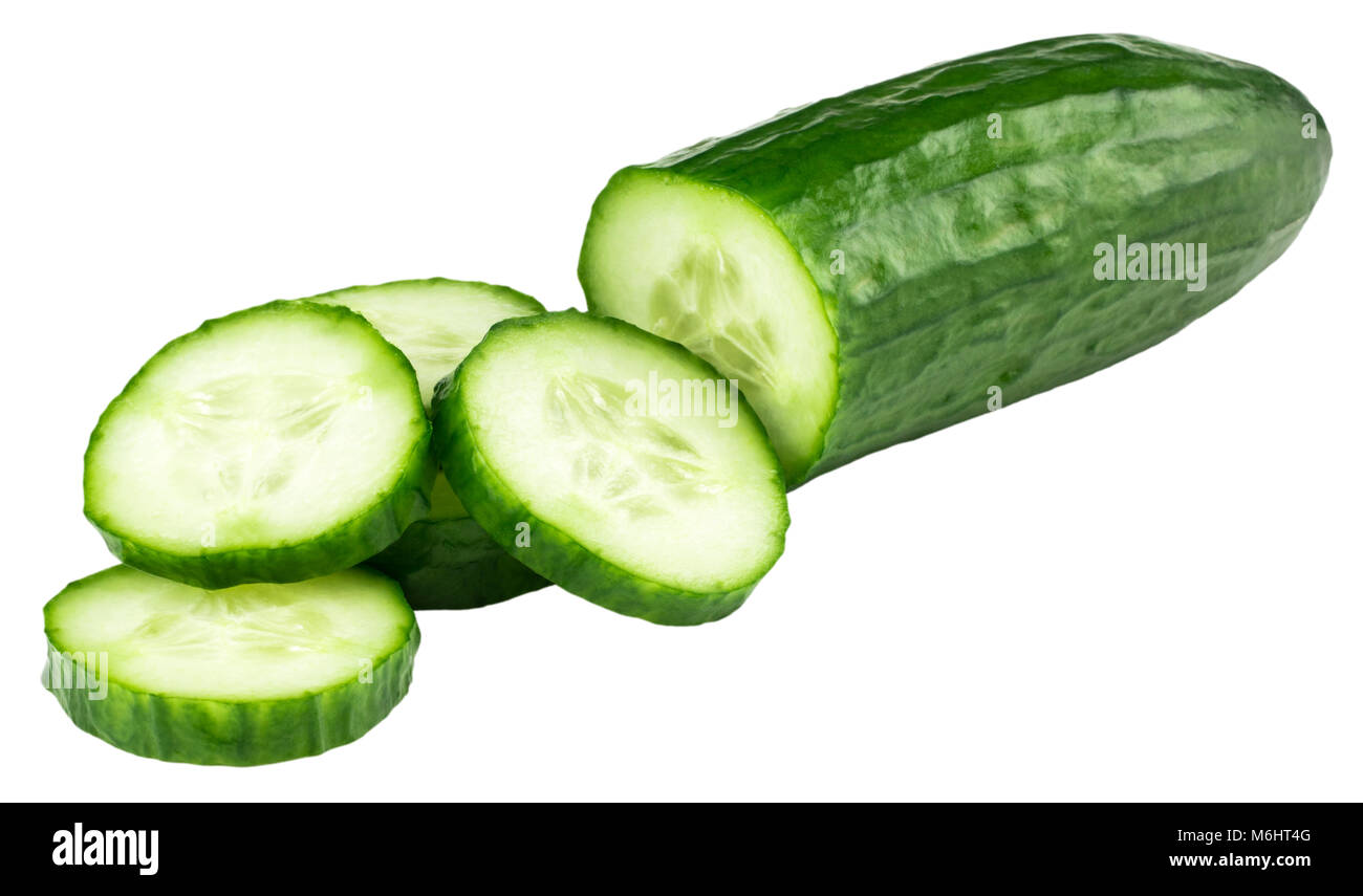 Fresh cucumber, chopped cucumber, isolated on white Stock Photo - Alamy