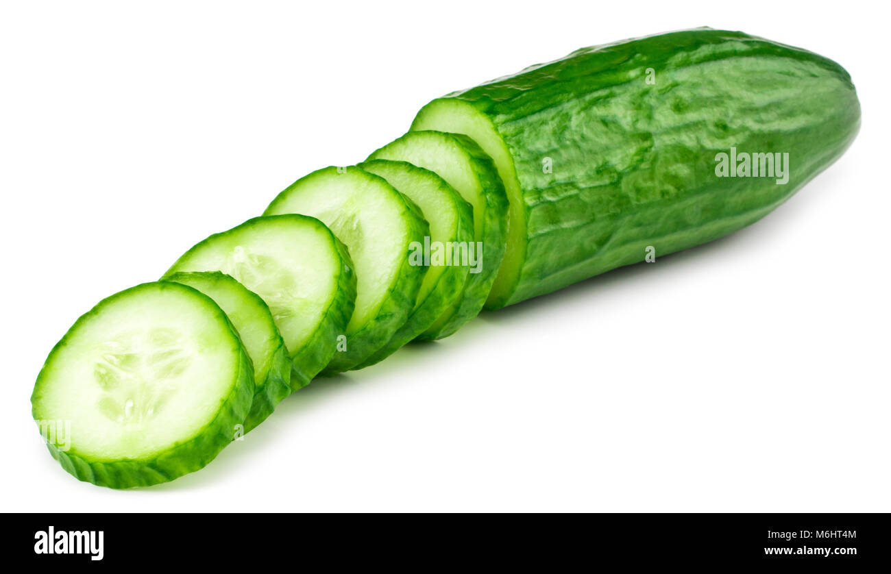 Fresh cucumber, chopped cucumber, isolated on white Stock Photo - Alamy