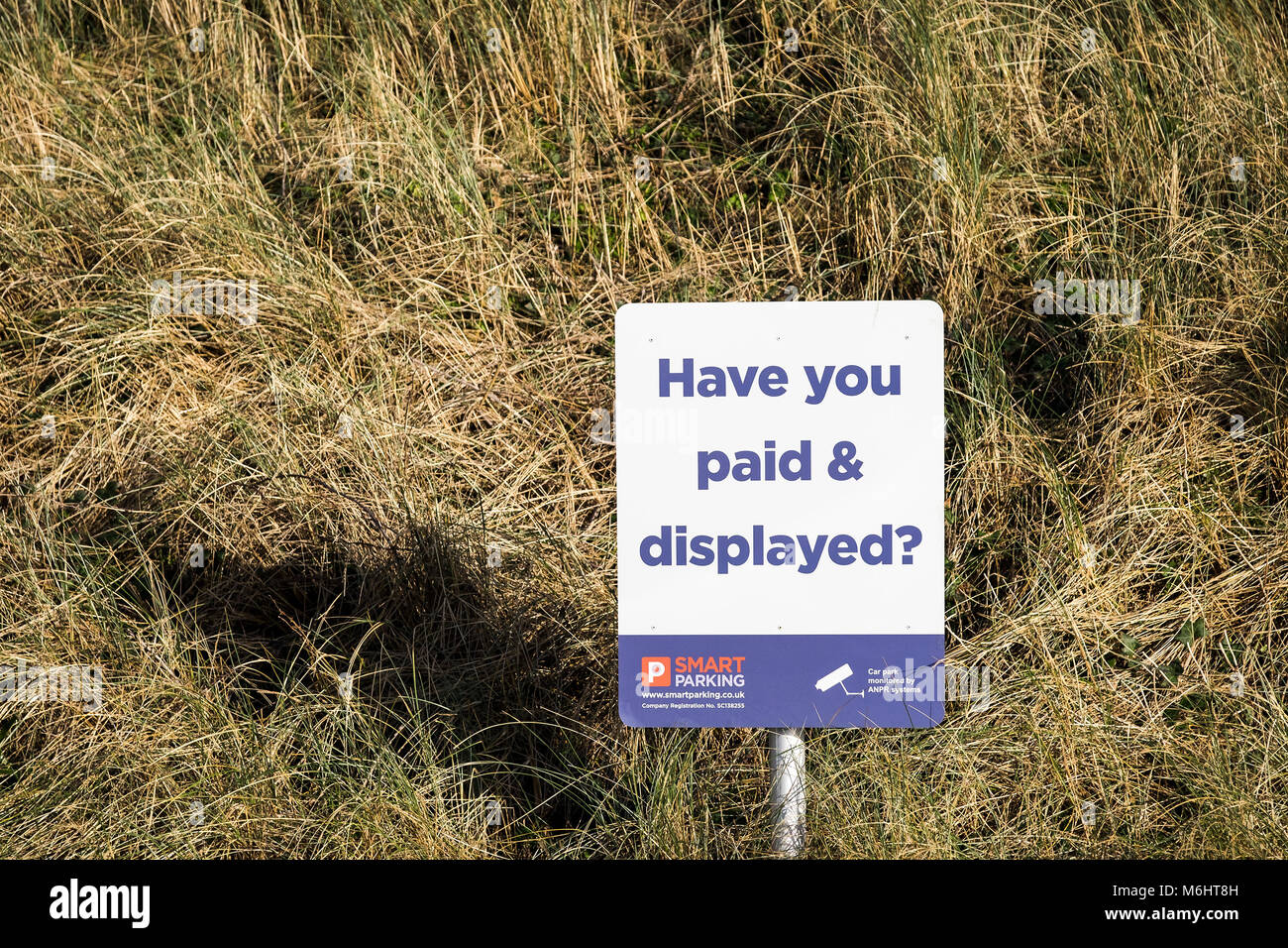 A parking sign owned by Smart Parking in Fistral Beach car park Newquay ...