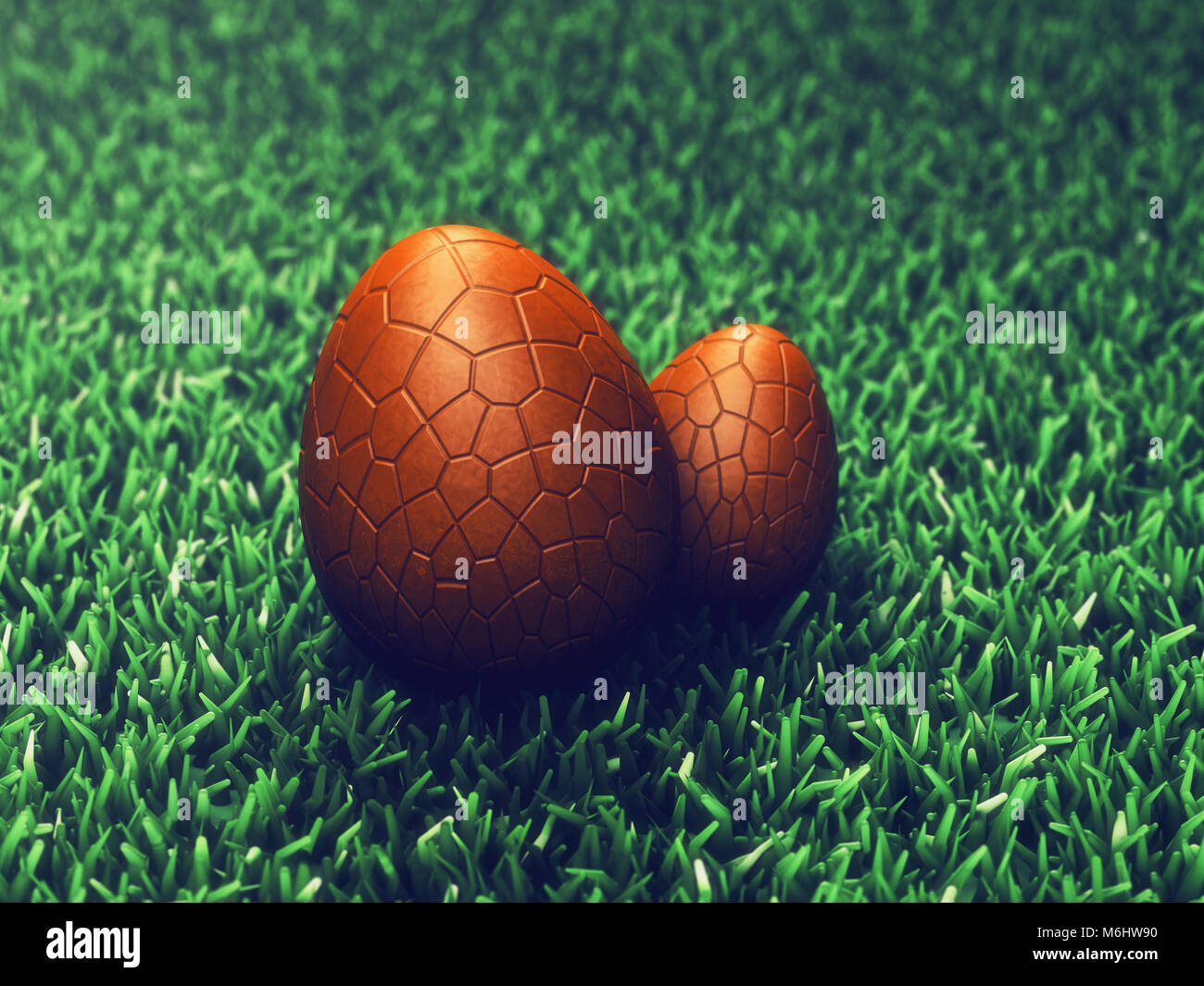 Chocolate easter eggs lying in the grass , Chocolate surprise Stock ...