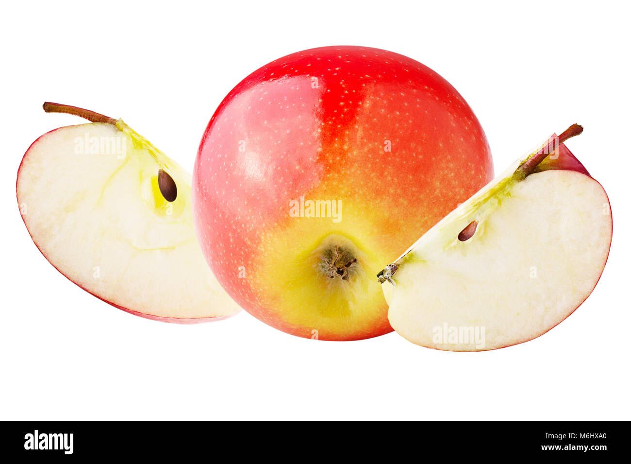 Isolated apples. One whole and slices apple isolated on white ...