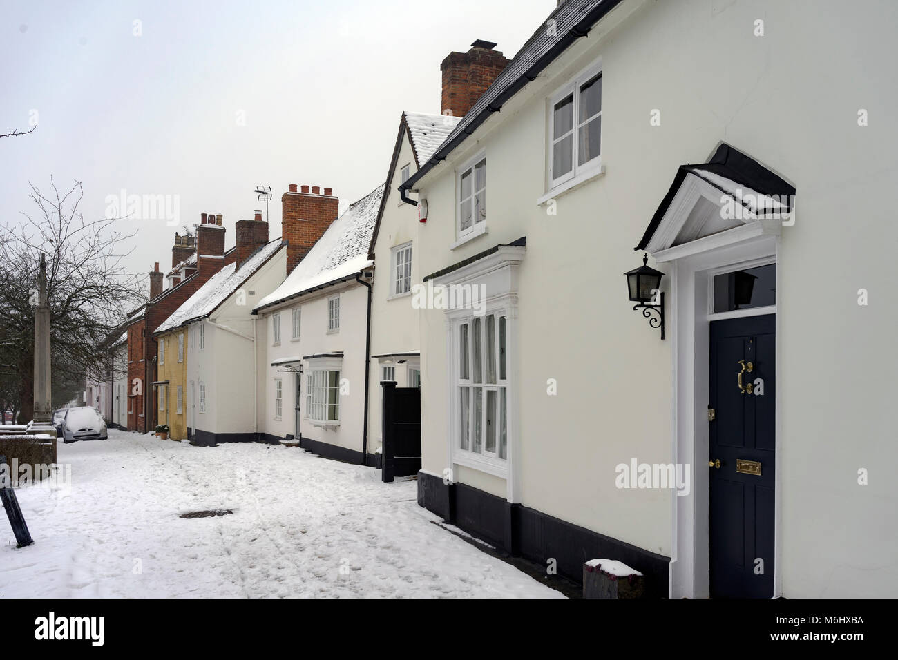 Odiham High Street in Hampshire, UK on a cold, snowy winter's day Stock ...