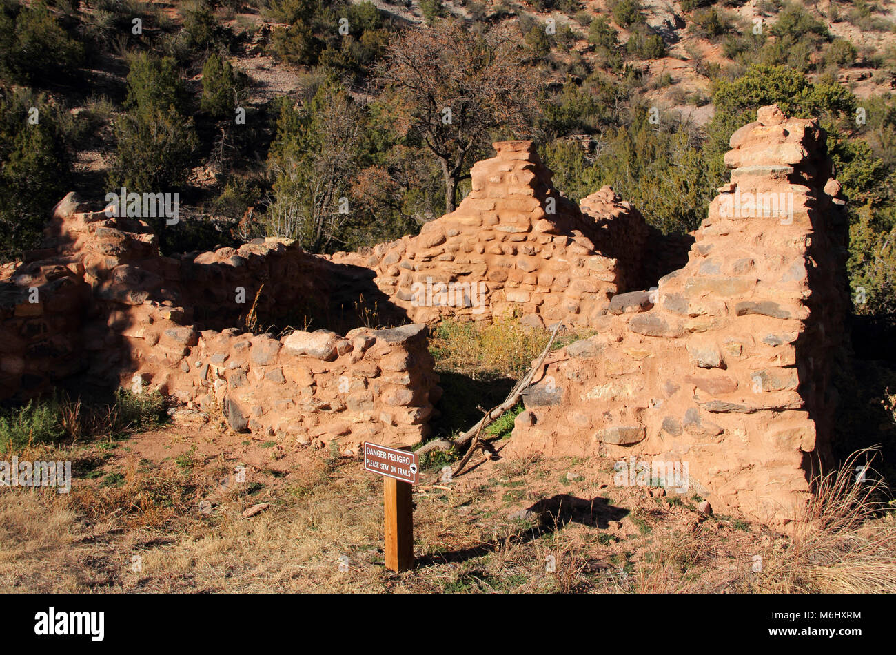 Ancient Pueblo and Spanish Colonial Ruins in Jemez Historic Site ...