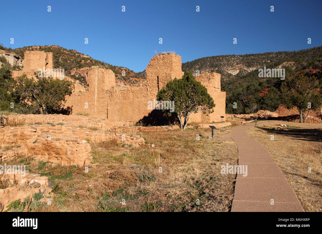 Ancient Pueblo and Spanish Colonial Ruins in Jemez Historic Site ...