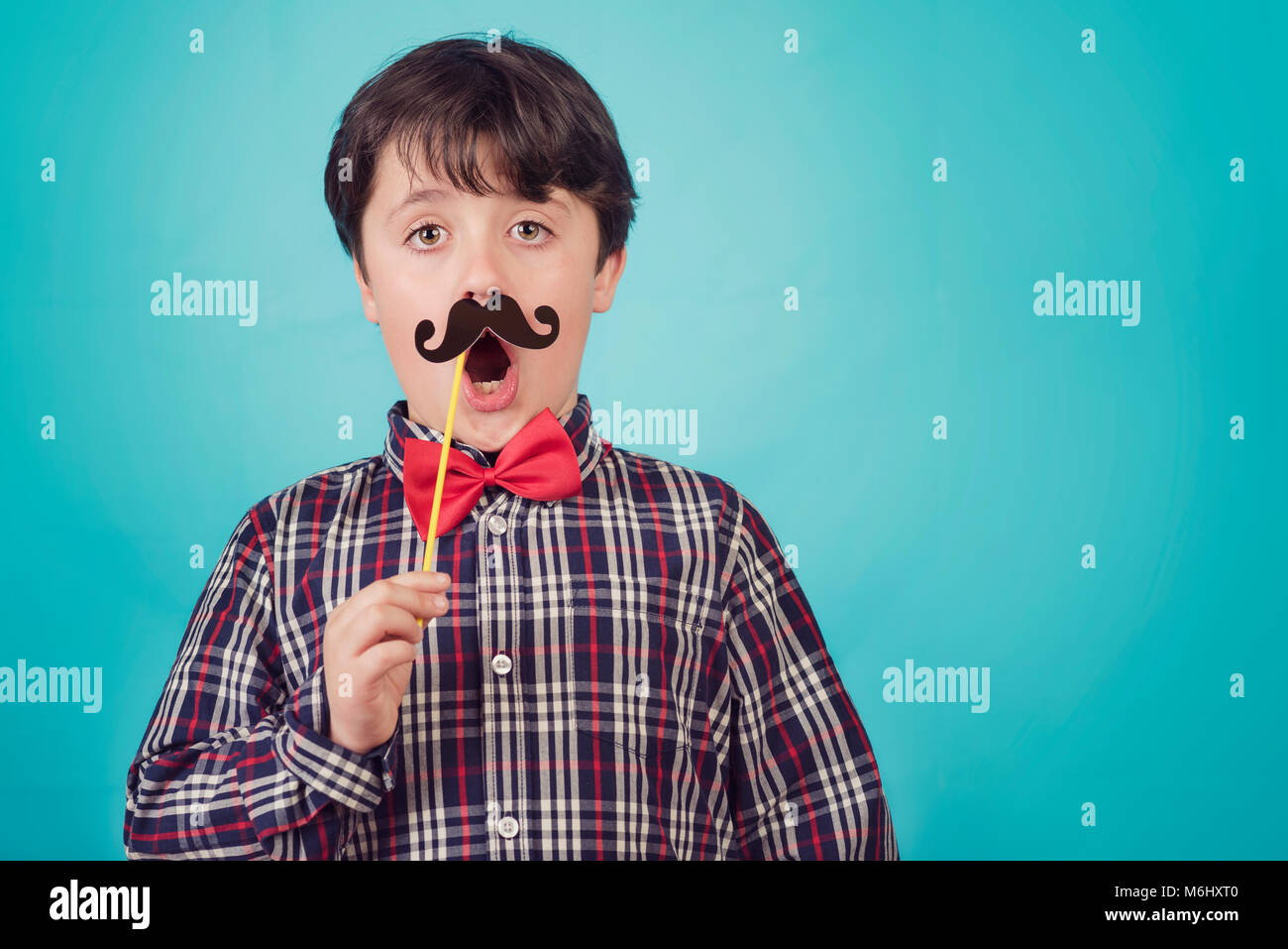 Happy father´s day,Funny boy with fake mustache and tie Happy father´s ...