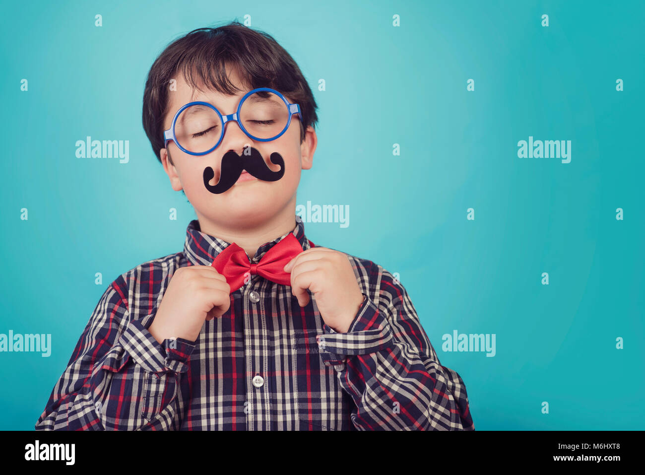 Happy father´s day,Funny boy with fake mustache and tie Happy father´s ...