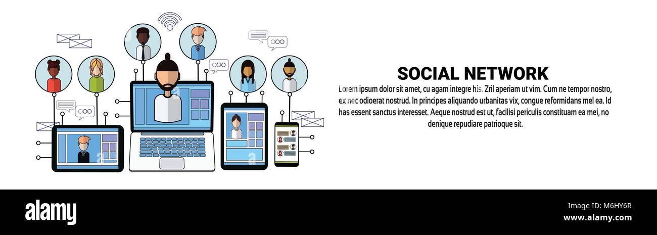 Social Network Web Banner With Copy Space Business Networking ...