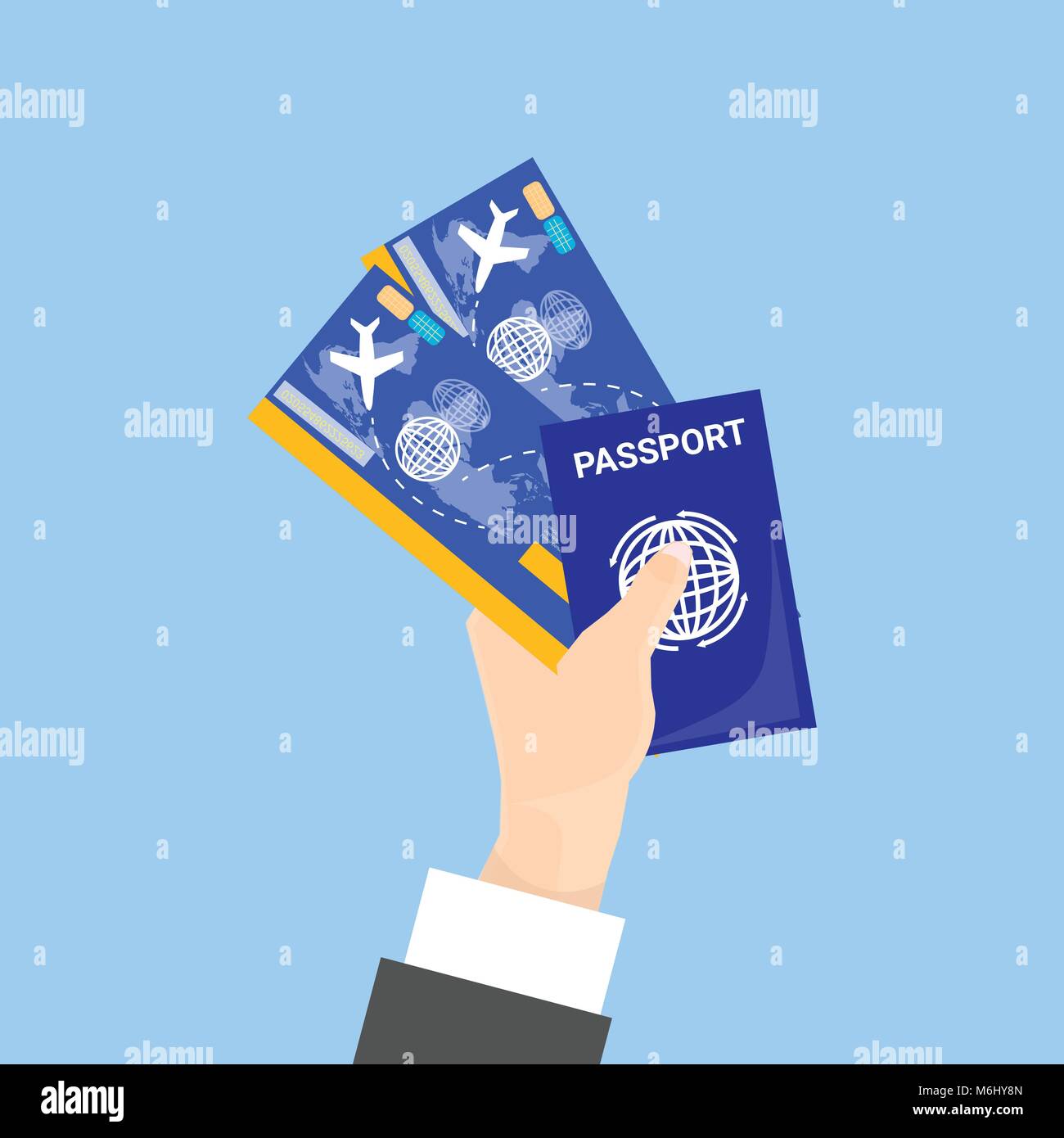 Passport airplane tickets on Stock Vector Images - Alamy