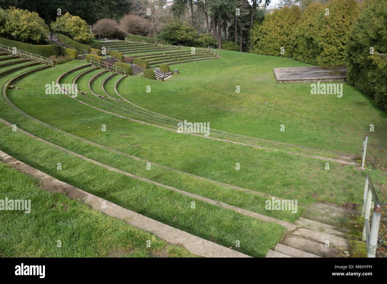 The amphitheater at the International Rose Test Garden in Portland ...