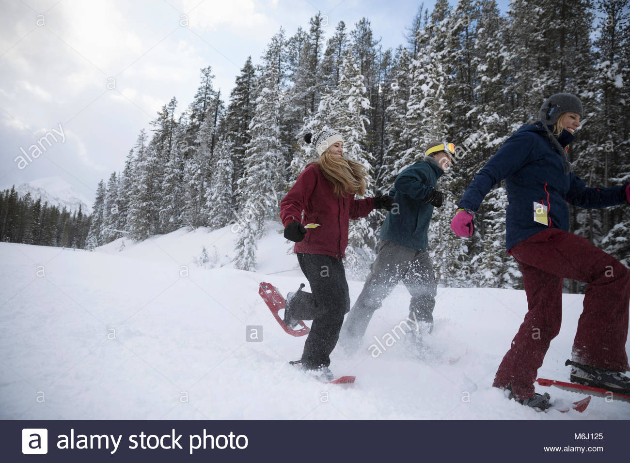Woman snowshoeing low angle view hi-res stock photography and images ...