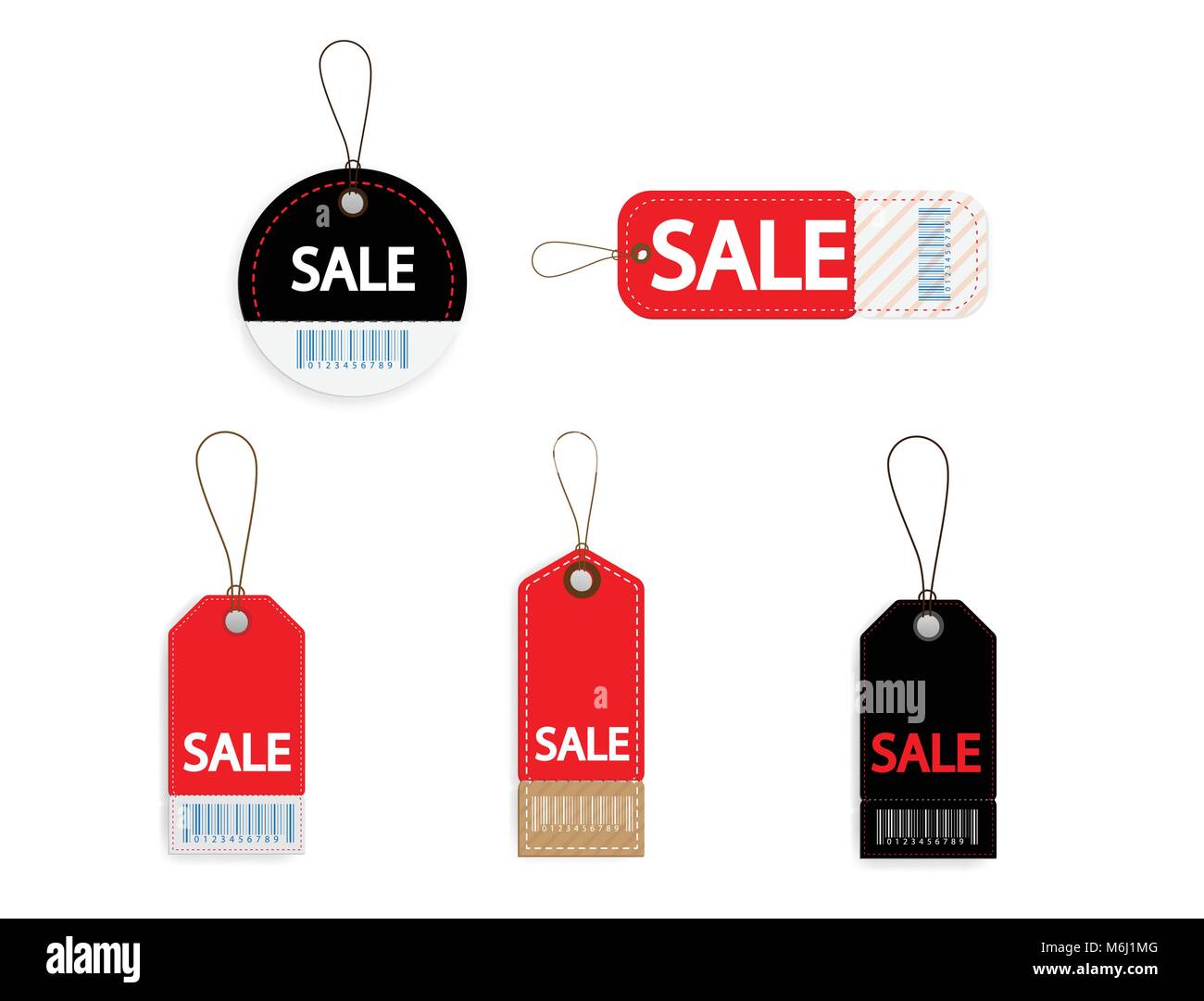 set of price discount sale tag label with barcode background vector ...