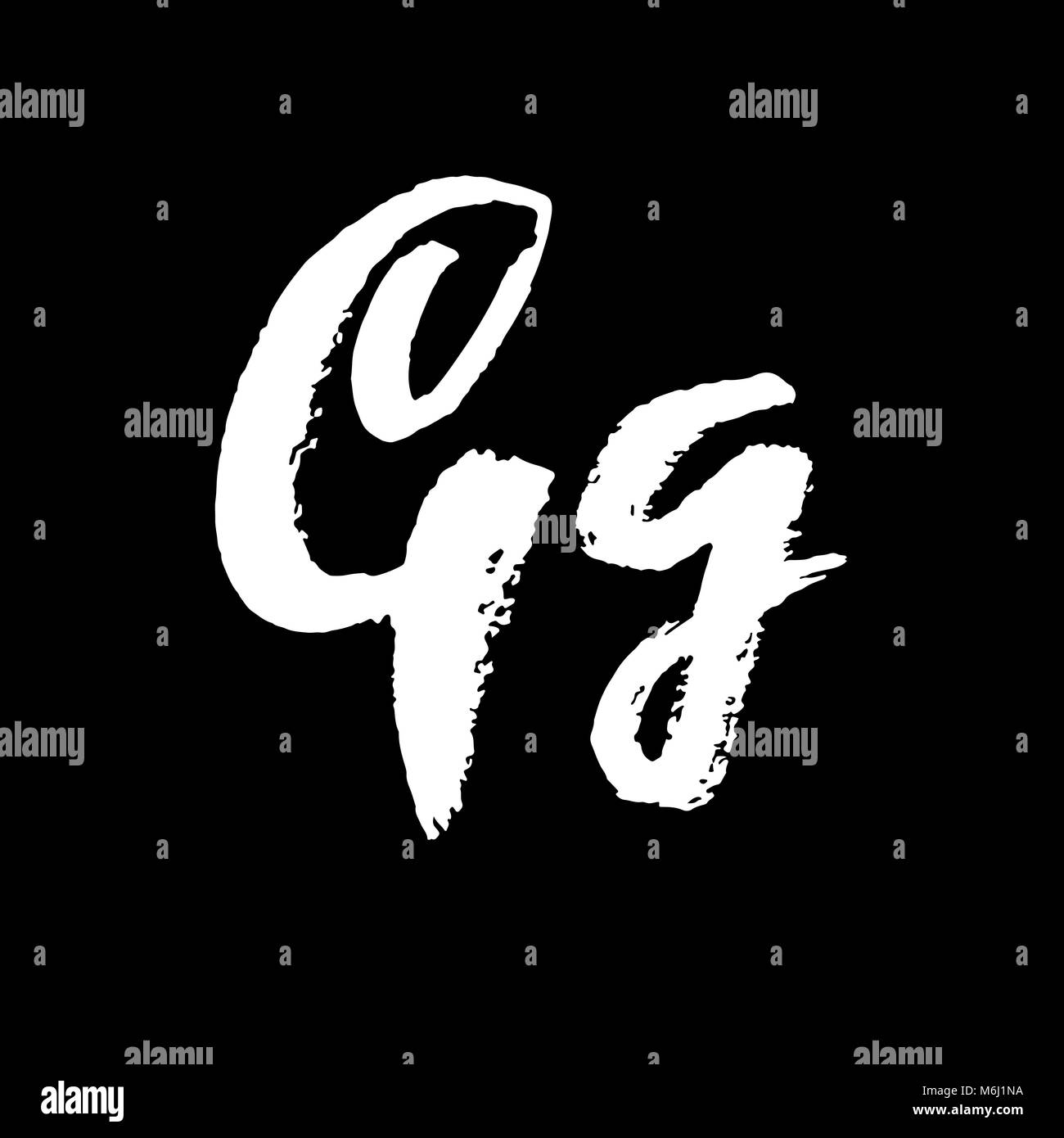Letter G. Handwritten by dry brush. Rough strokes textured font. Vector ...