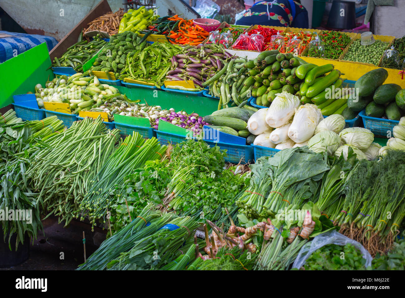 Various fresh vegetable in local market , South East Asia Stock Photo ...