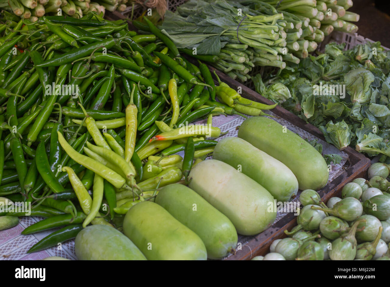 Various fresh vegetable in local market , South East Asia Stock Photo ...