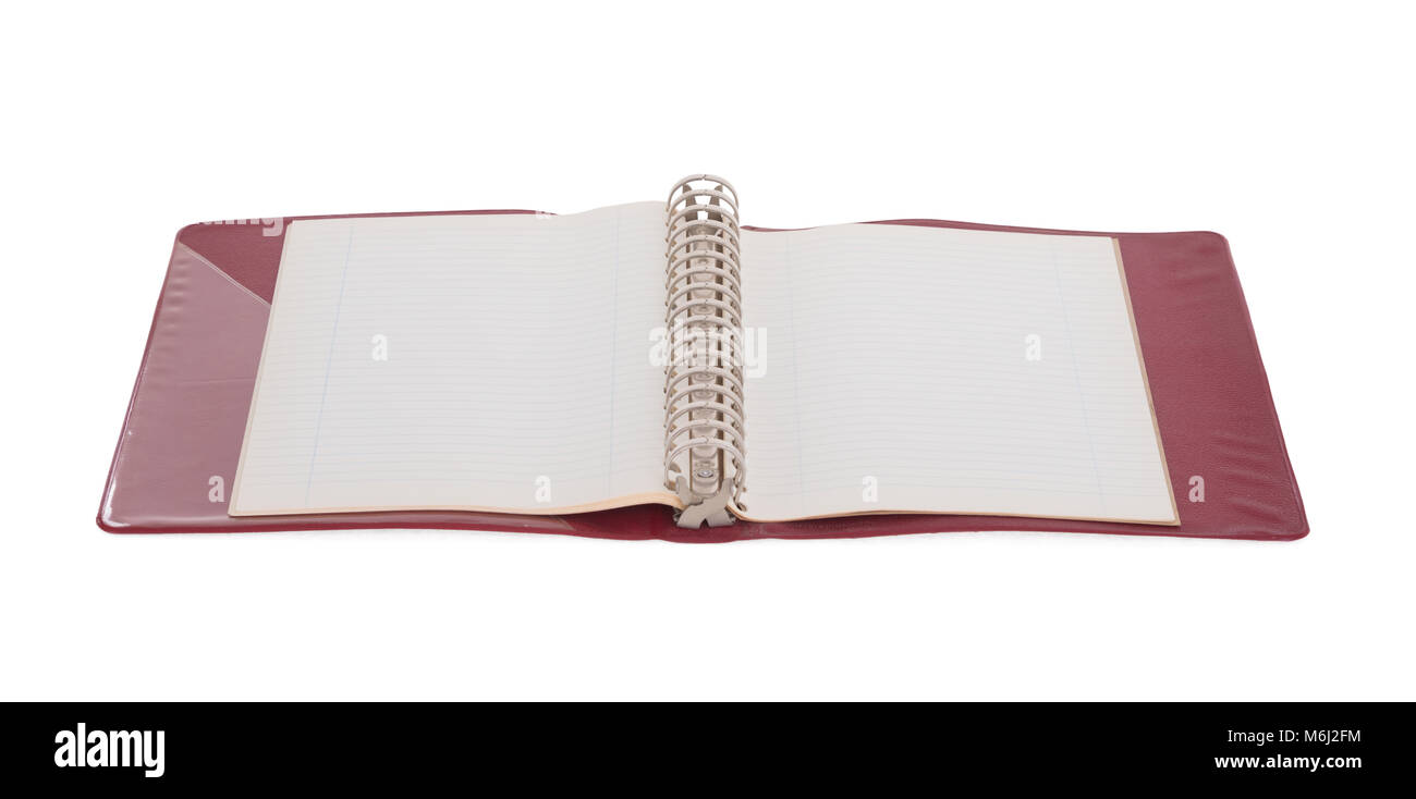 Old red ring binder isolated on a white background Stock Photo - Alamy