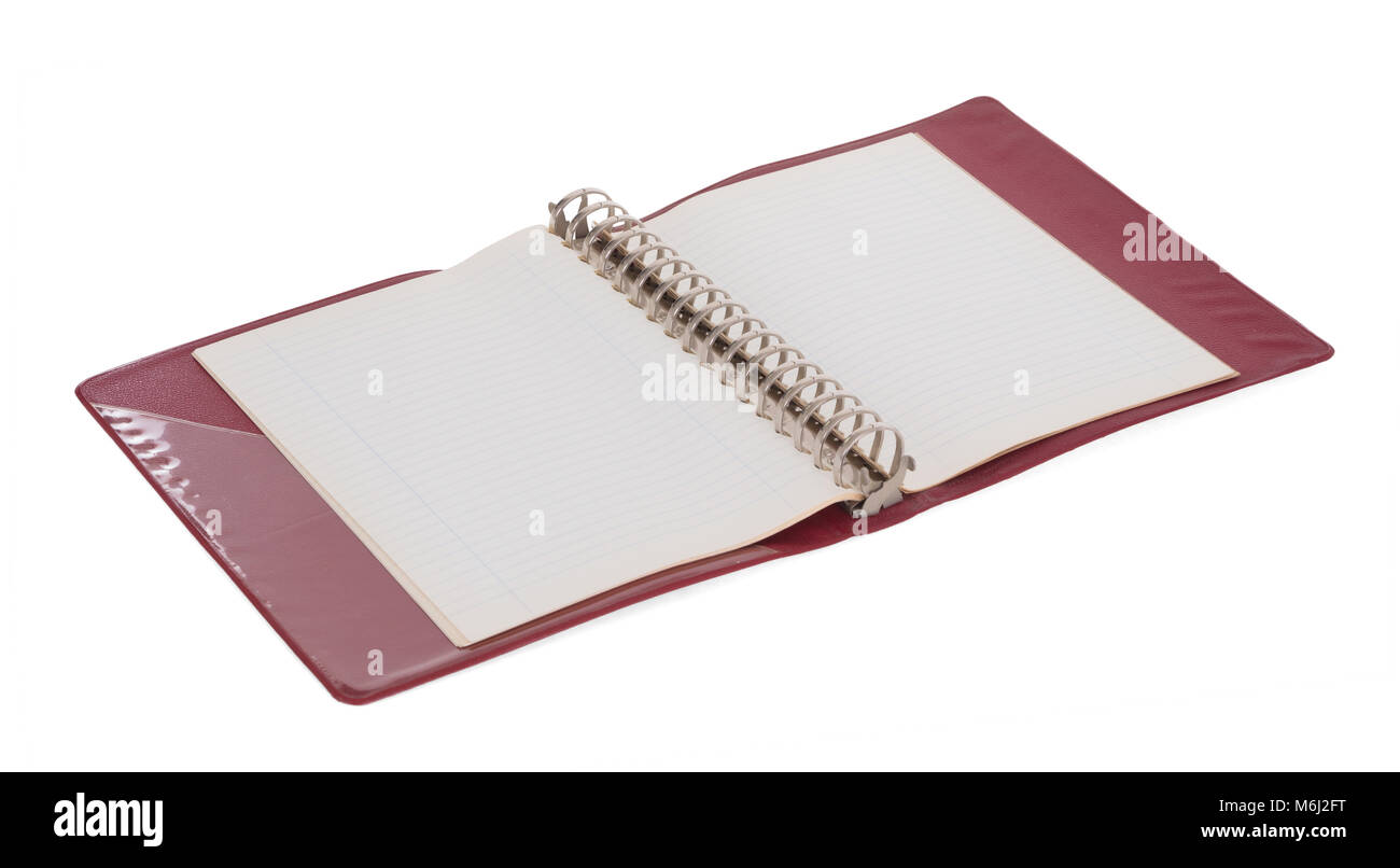 Old red ring binder isolated on a white background Stock Photo - Alamy