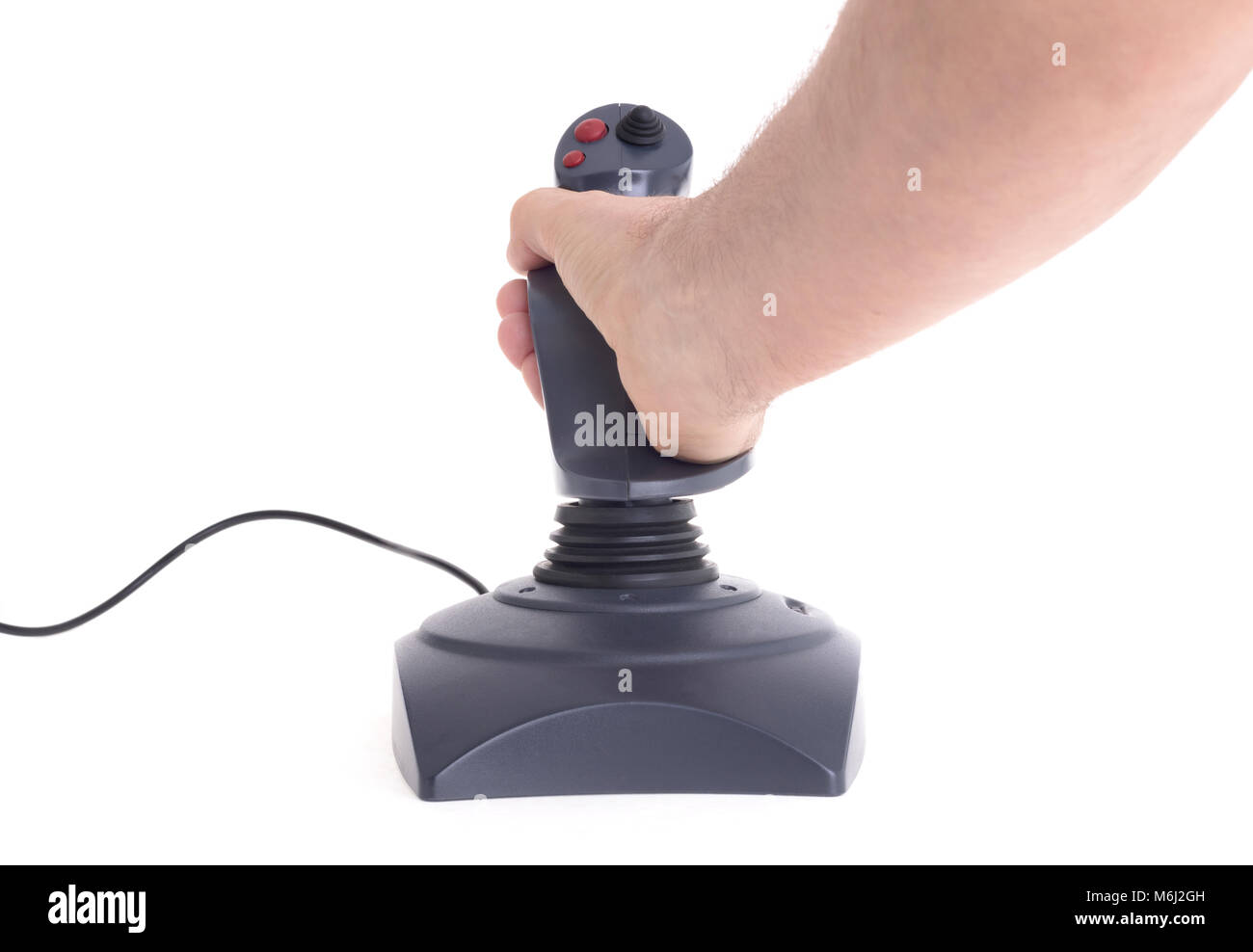 Hand holding gaming joystick, isolated on a white background Stock ...