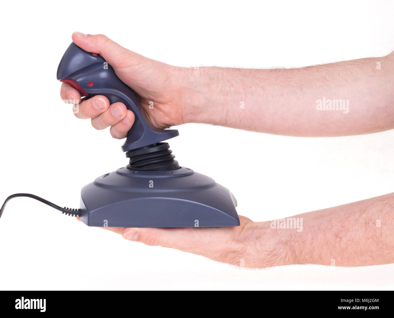 Hand holding gaming joystick, isolated on a white background Stock ...