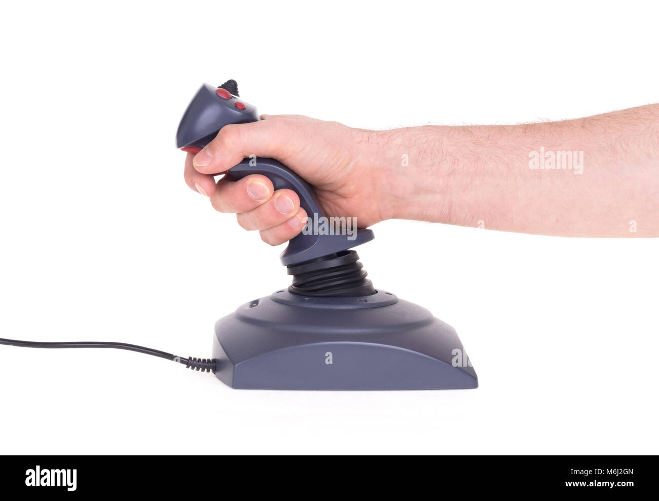 Hand holding gaming joystick, isolated on a white background Stock ...