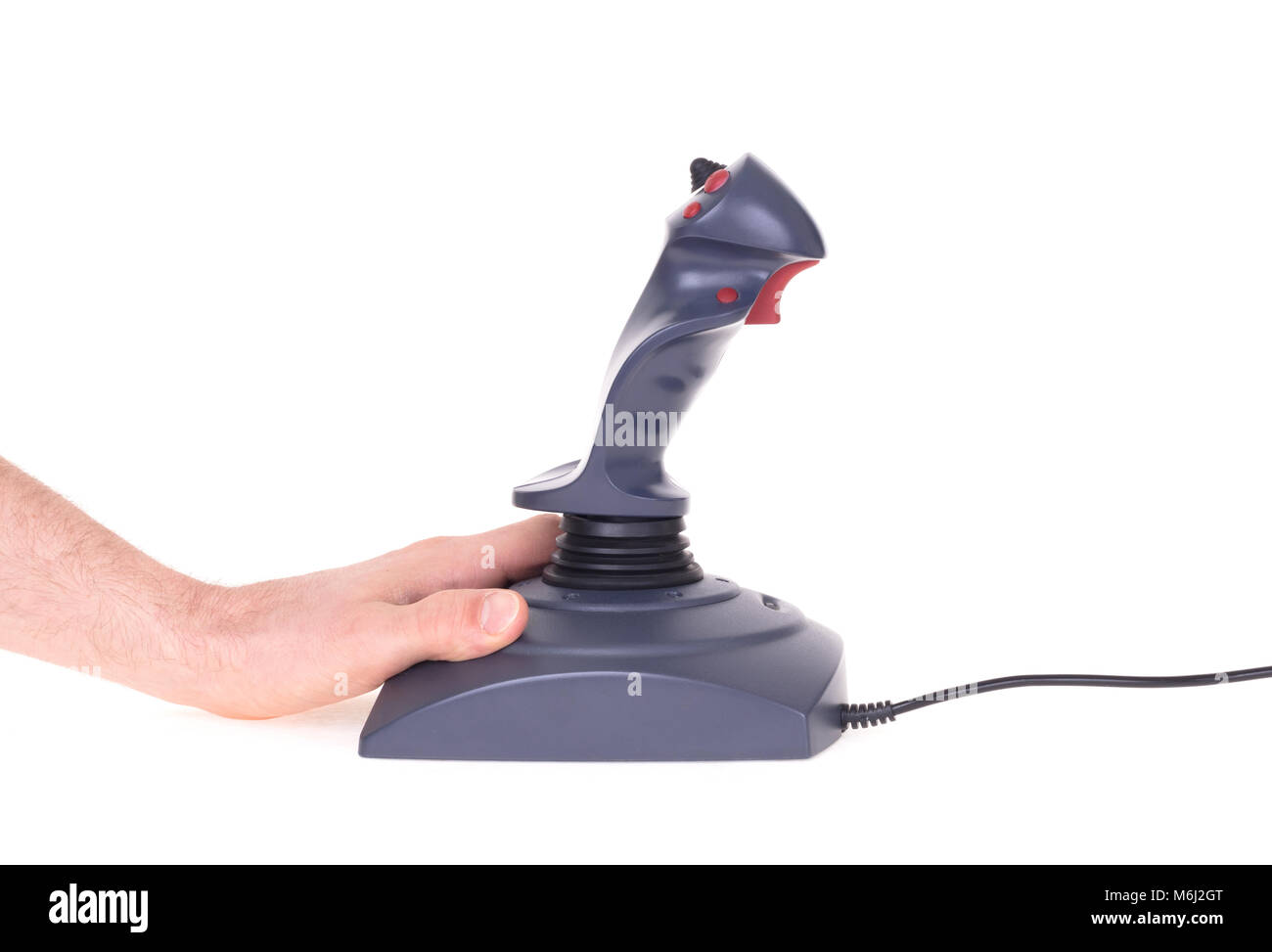 Hand holding gaming joystick, isolated on a white background Stock ...