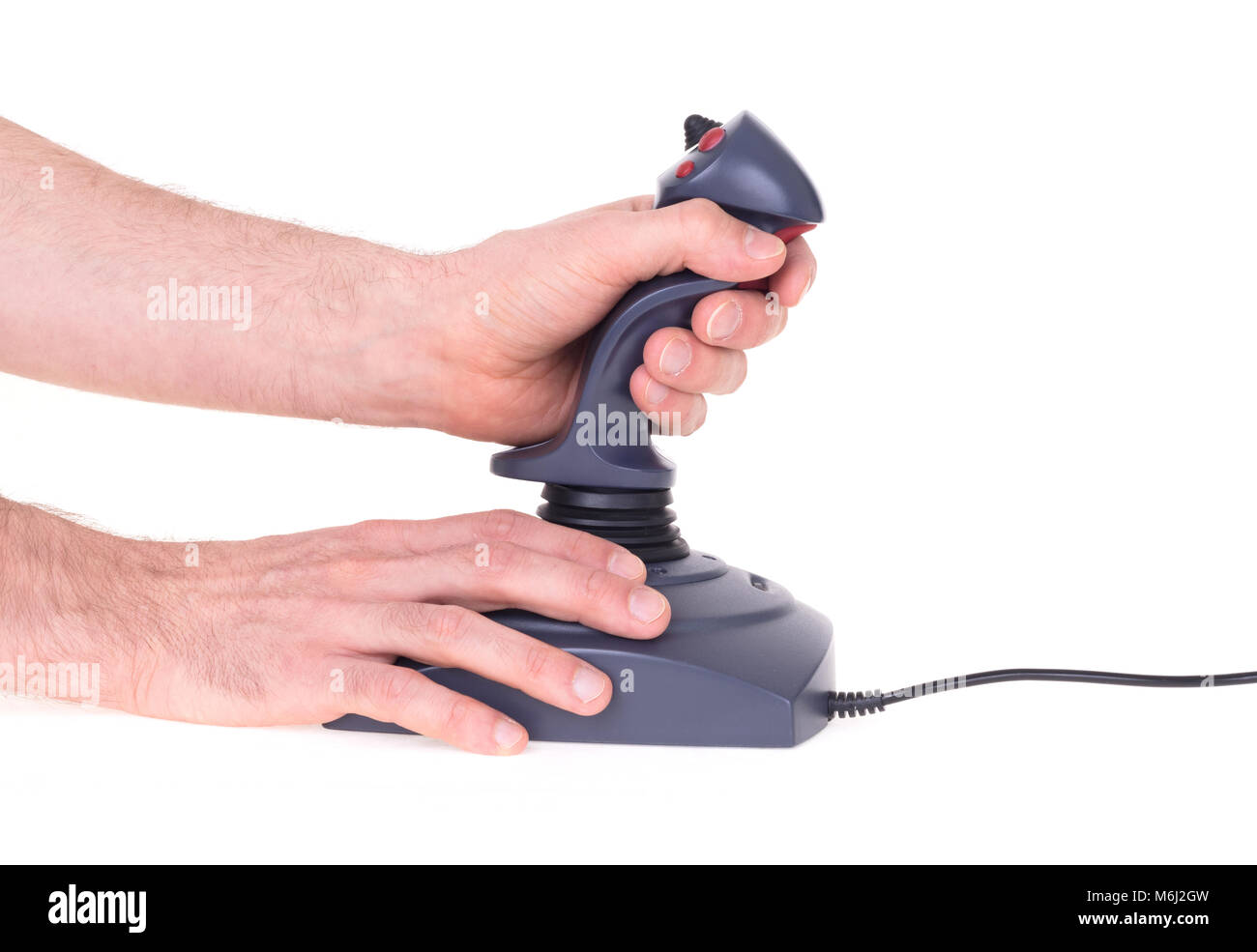 Hand holding gaming joystick, isolated on a white background Stock ...