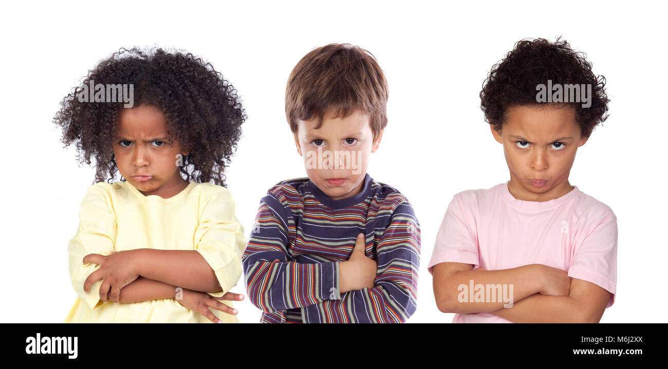 Many angry children isolated on a white background Stock Photo - Alamy