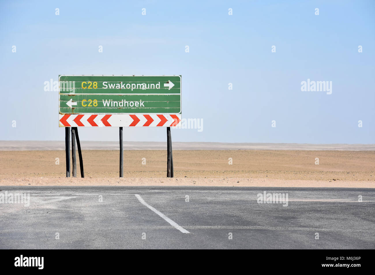 A street sign directing to Windhoek and Swakopmund Namibia Southern ...
