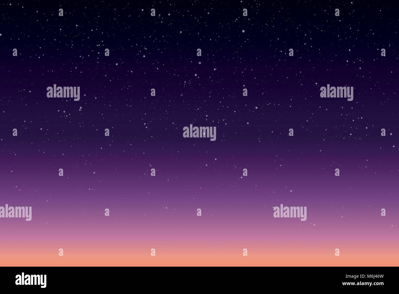 Vector illustration of morning or evening starry sky with sunrise or ...