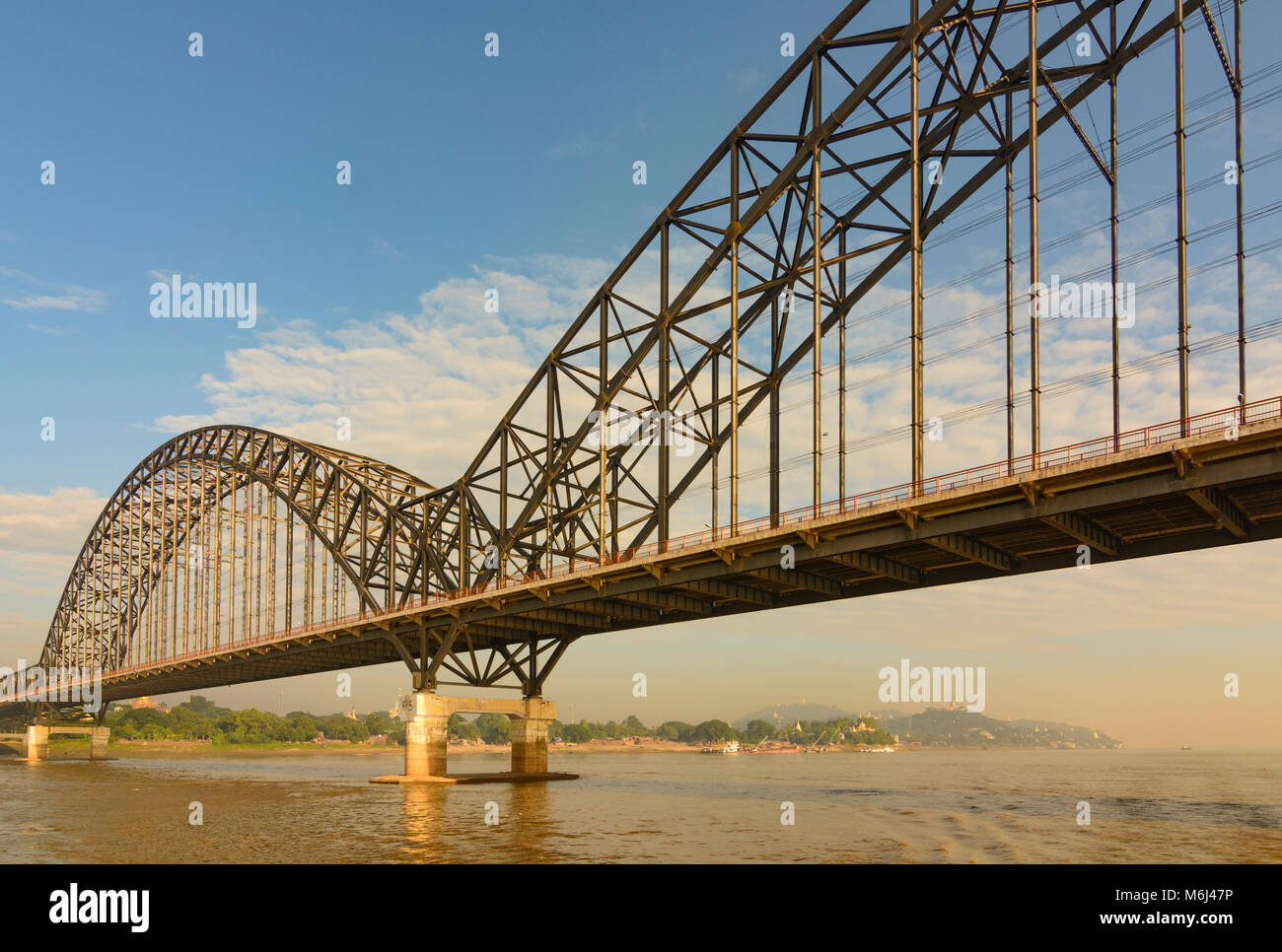 Sagaing: Irrawaddy (Ayeyarwady) River, new bridge, , Mandalay Region ...