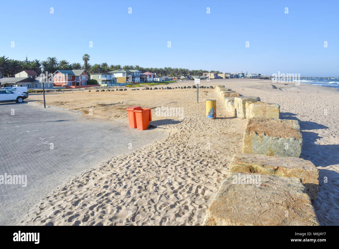 The beach of Swakopmund Namibia Southern Africa at the Atlantic Ocean ...