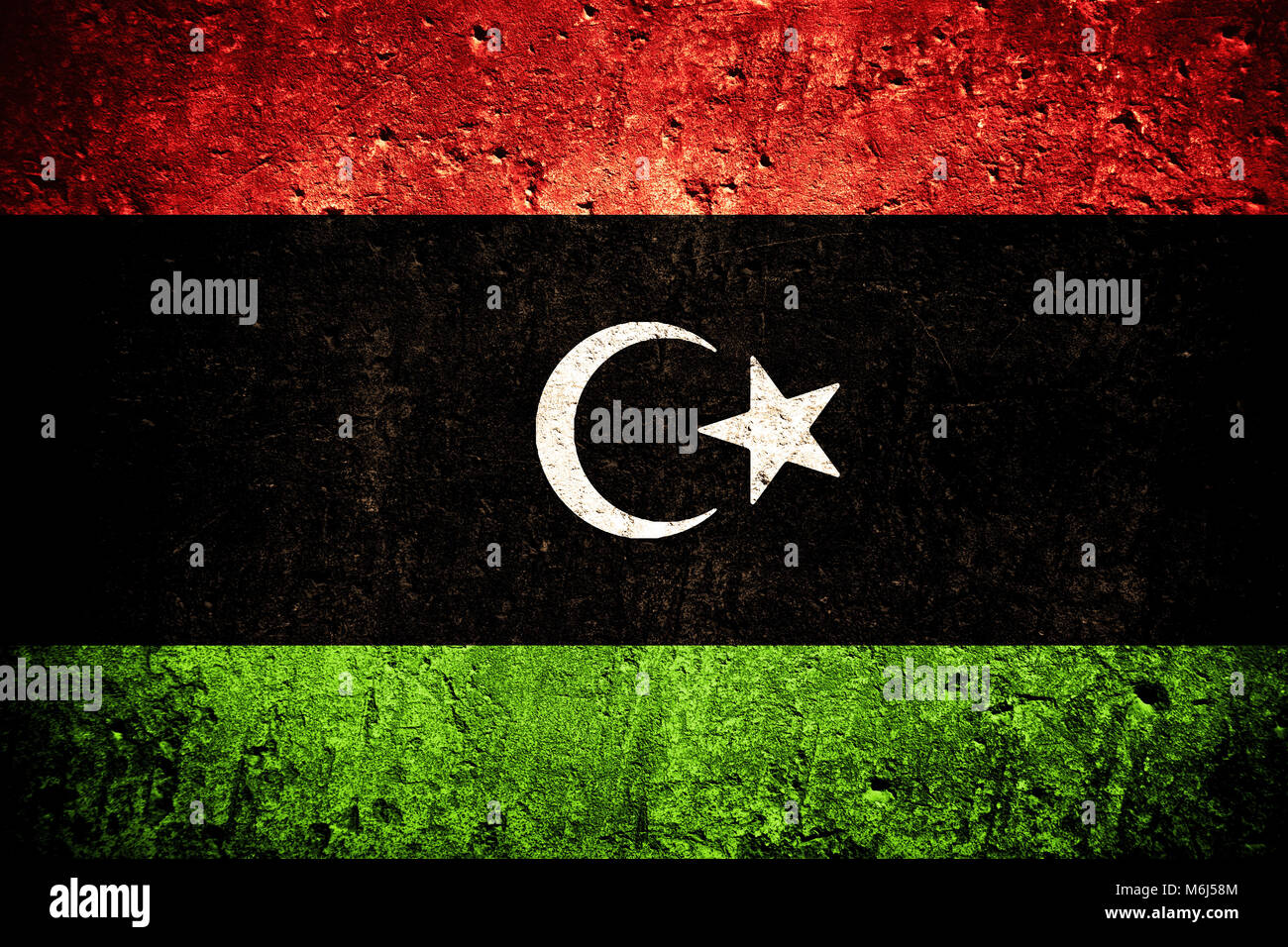 flag of Libya or Libyan banner on scratched rough texture Stock Photo ...