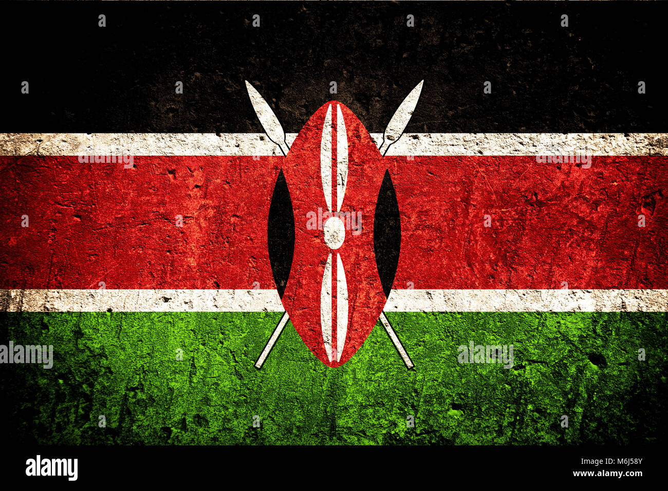 flag of Kenya or Kenyan banner on scratched rough texture Stock Photo ...
