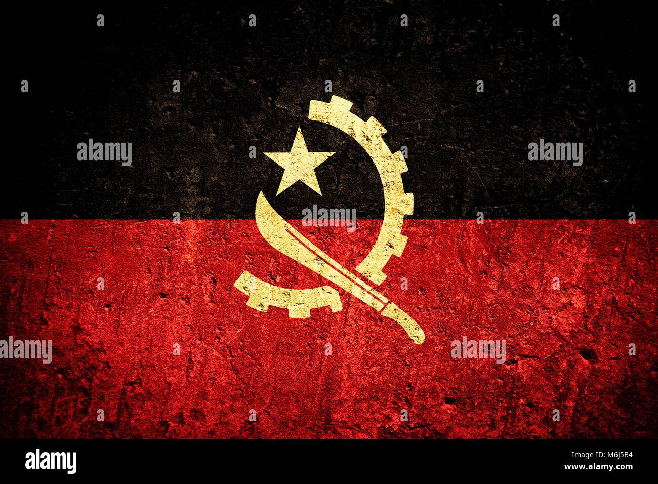 flag of Angola or Angolan banner on scratched rough texture Stock Photo ...