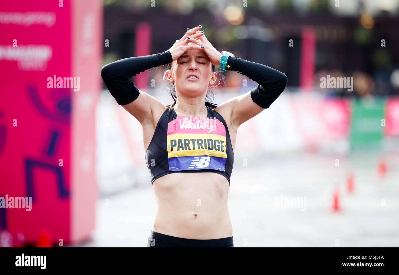 Lily Partridge after crossing the finish line to finish second in the ...