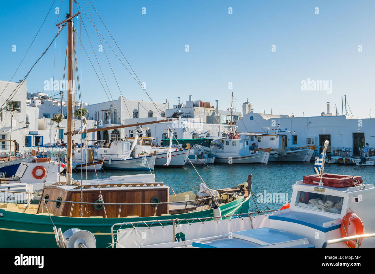 NAOUSA TOWN, PAROS ISLAND, GREECE, JULY 2017: Naoussa village in the ...