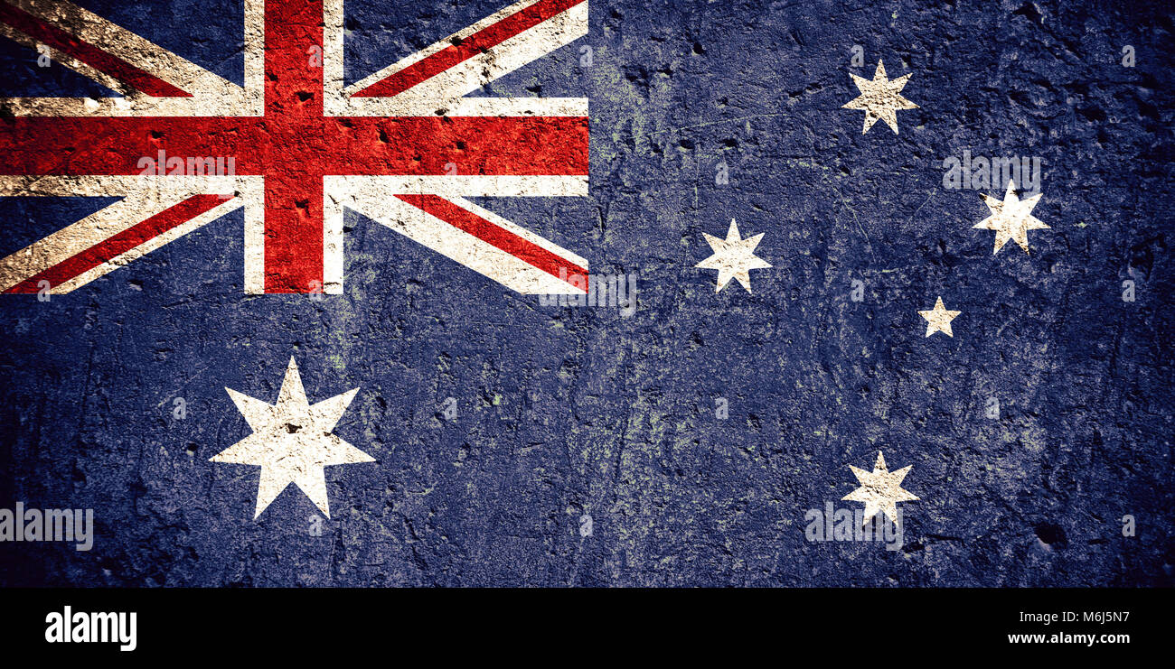 flag of Australia or Australian banner on scratched rough texture Stock ...