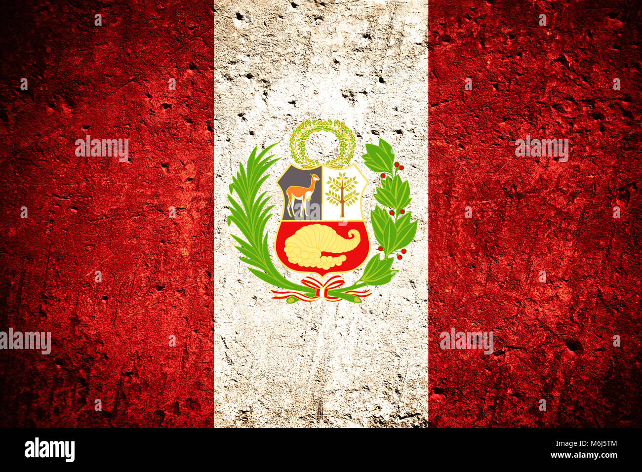 flag of Peru or Peruvian banner on scratched rough texture Stock Photo ...