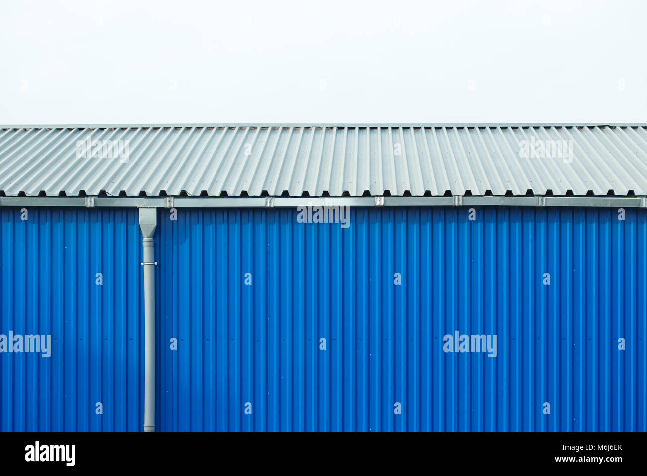 Industrial building blue sheet metal facade, abstract background Stock ...