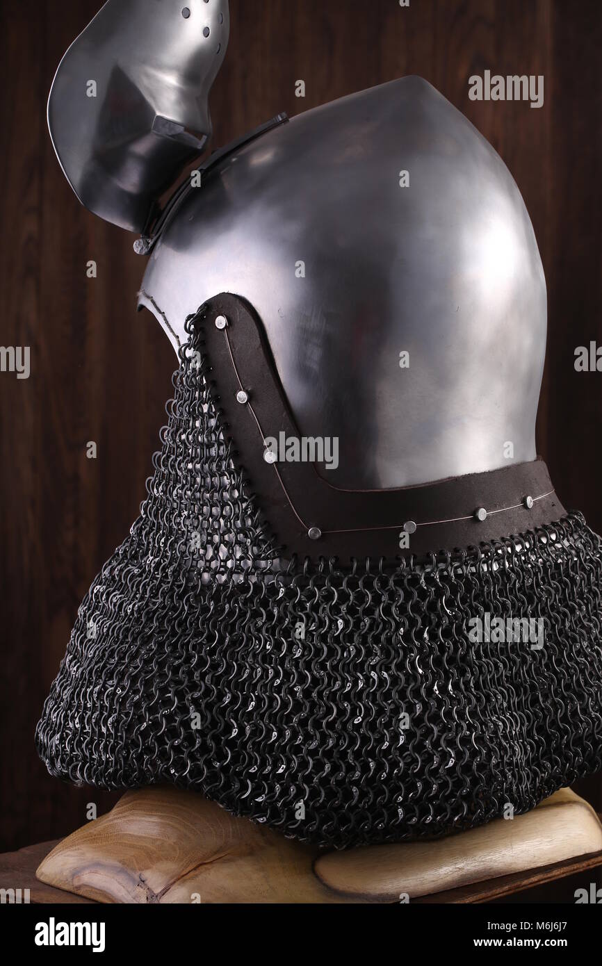Armour of the medieval knight. Metal protection of the soldier against ...