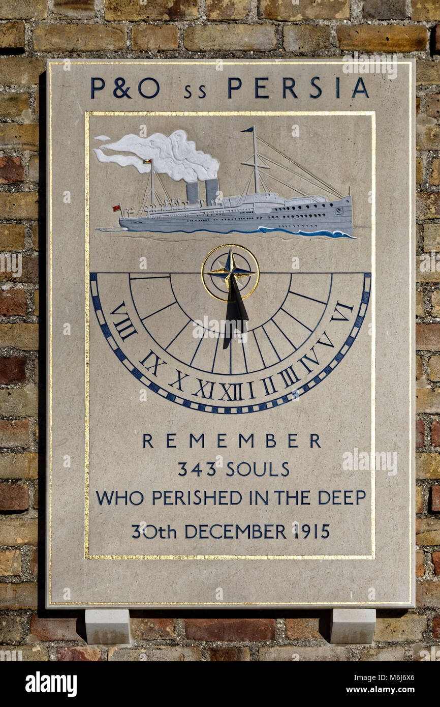 SS Persia Memorial Sundial Stock Photo - Alamy