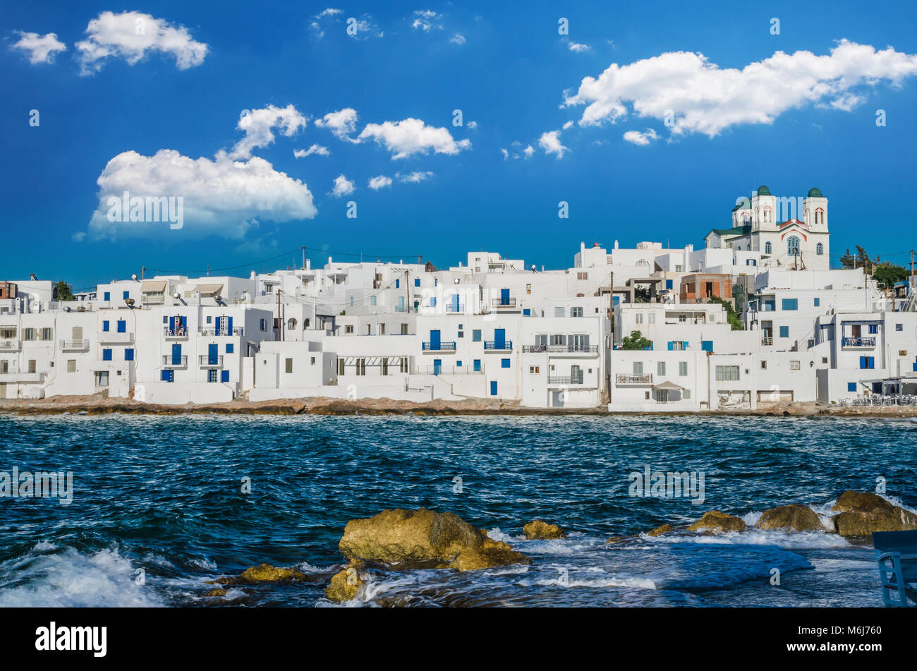 Naousa town, Paros island. Naoussa village in Cyclades is one of the ...