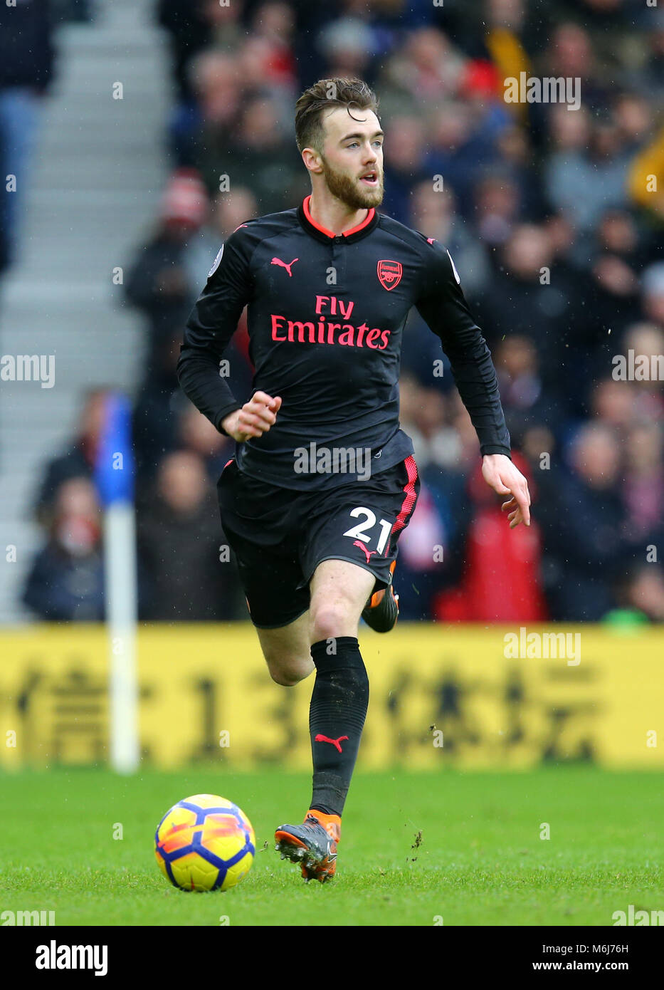 Arsenal's Calum Chambers during the Premier League match at the AMEX Stadium, Brighton Stock ...