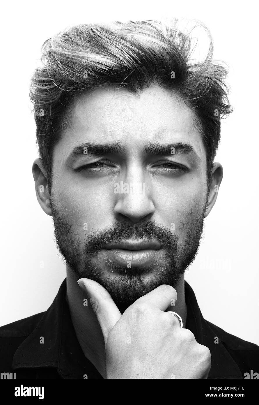 Positive confident young european Black and White Stock Photos & Images ...