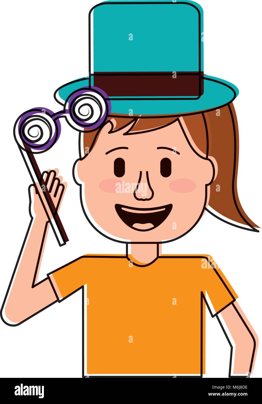 Funny Smile Woman With Silly Glasses And Hat Stock Vector Image And Art Alamy