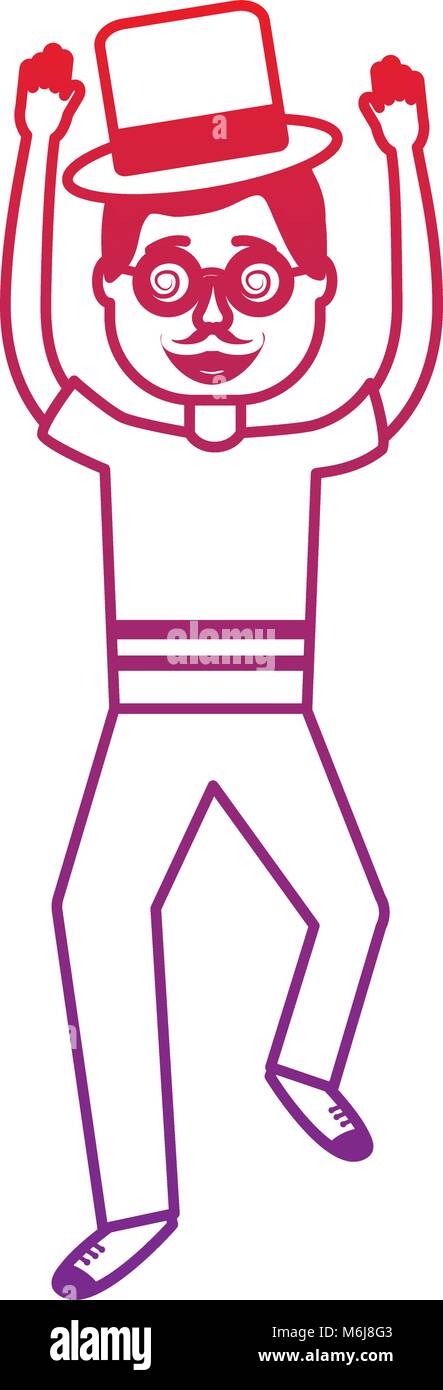 happy man standing wearing mask mustache glasses and hat Stock Vector ...
