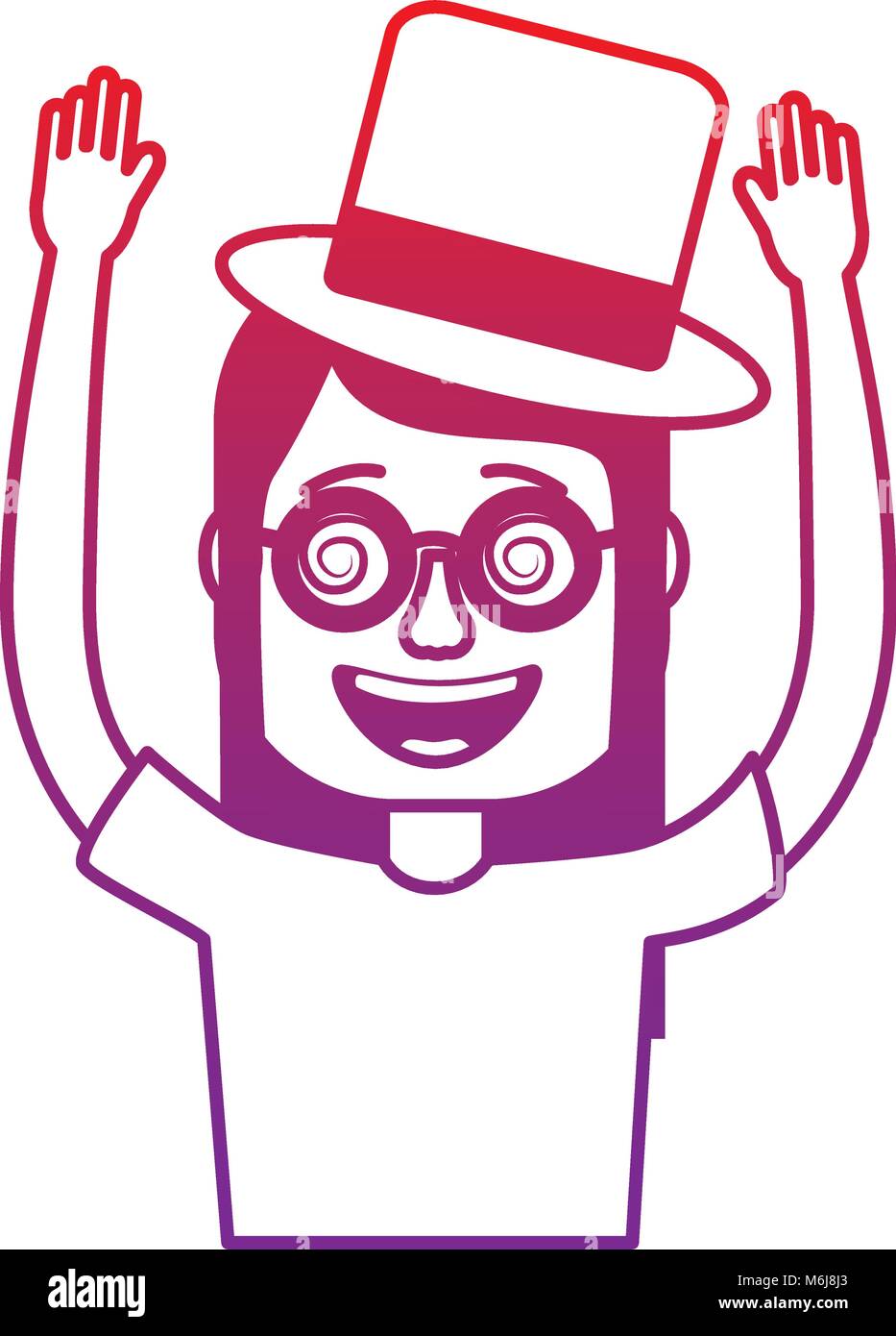 Funny Smile Woman With Silly Glasses And Hat Stock Vector Image And Art Alamy