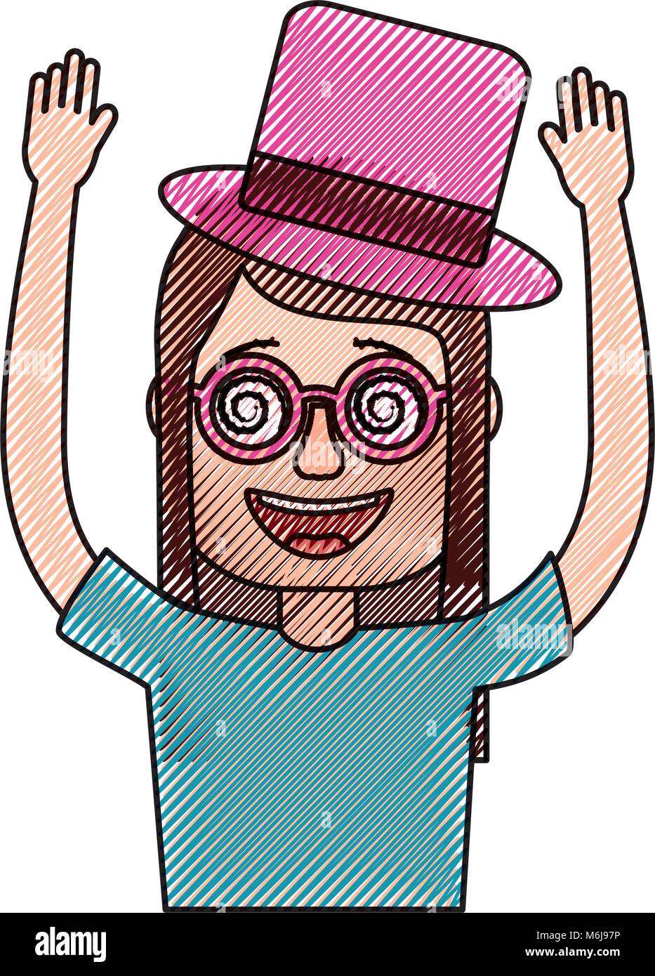 Funny Smile Woman With Silly Glasses And Hat Stock Vector Image And Art Alamy